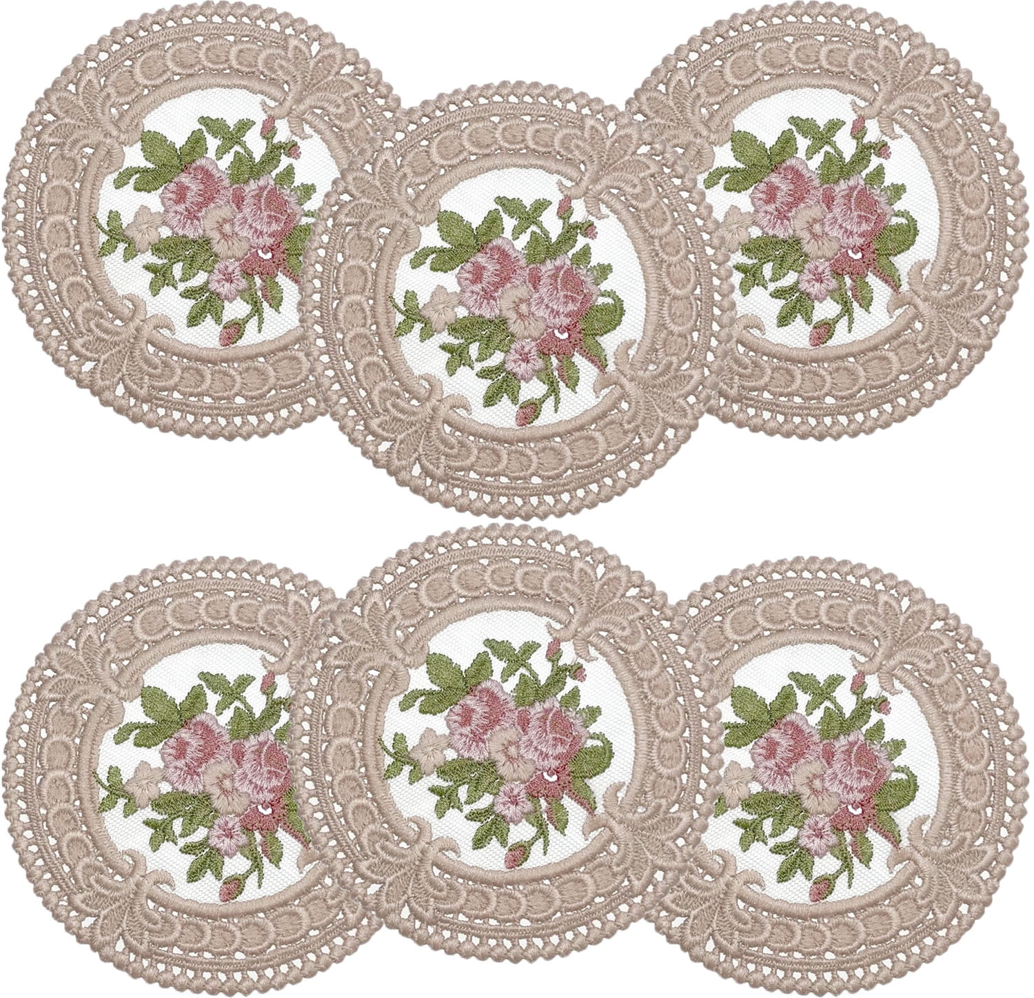 6 Pcs Cloth Coasters for Drinks,Happon Vintage Floral Place Mats ...