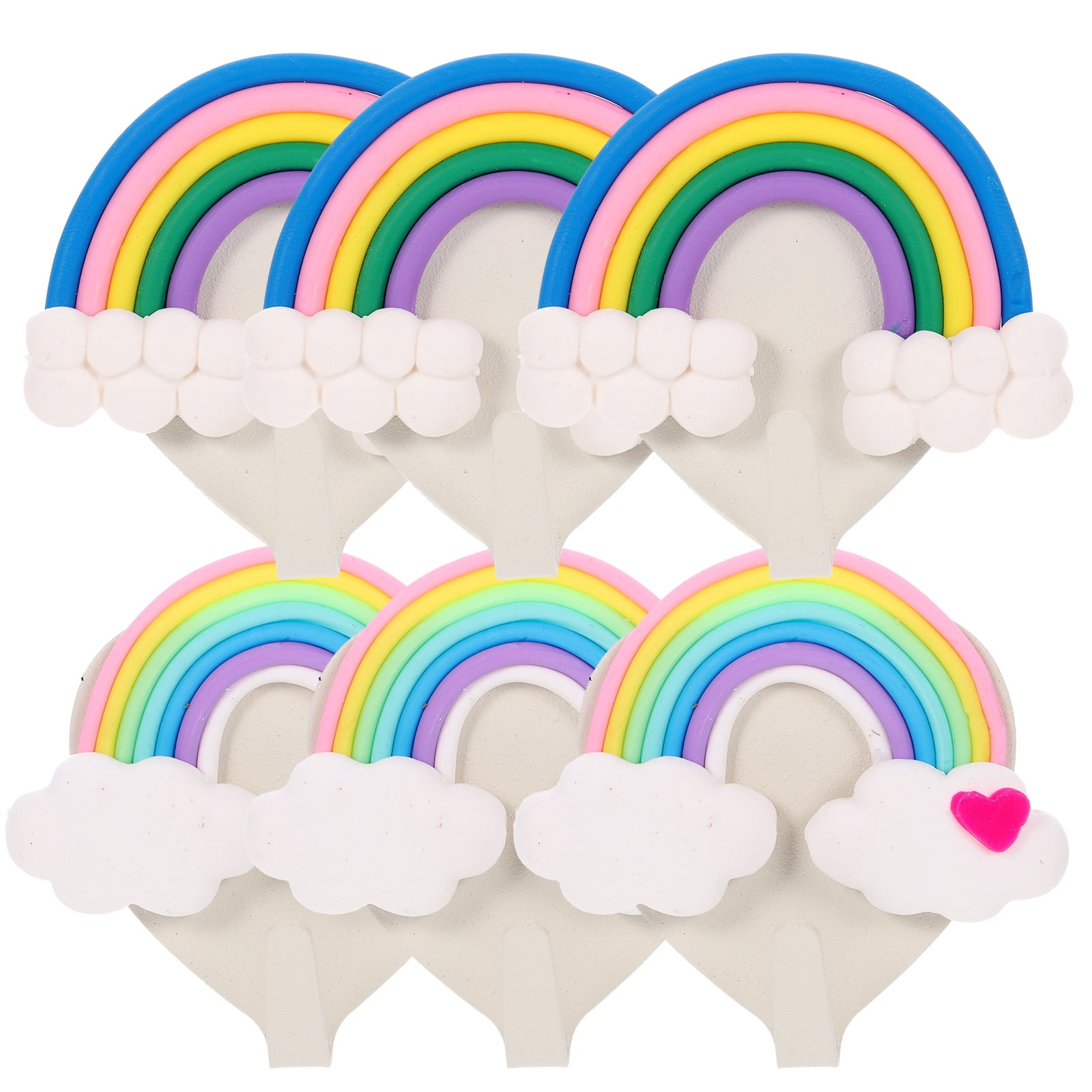 6 Pcs Cloud Rainbow Hook Entryway Hat Hooks Wall Adhesive Decorative ...