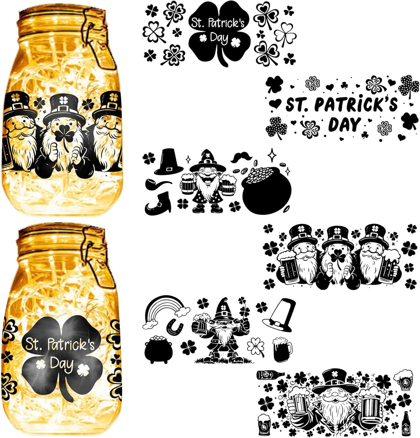 6 Pcs Clover Silhouettes Cutout Decals Mason Jar Decor Scrapbooking ...