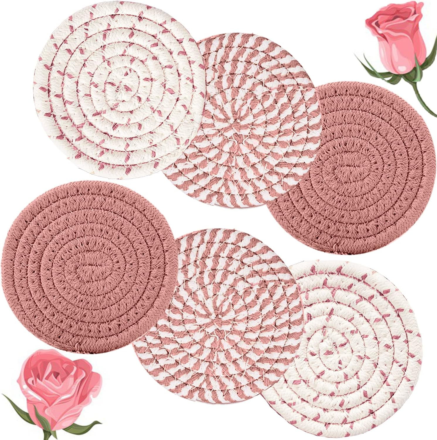 6 Pcs Coasters for Drinks, 4.3 Inch Fit for All Kinds of Cups, Super ...
