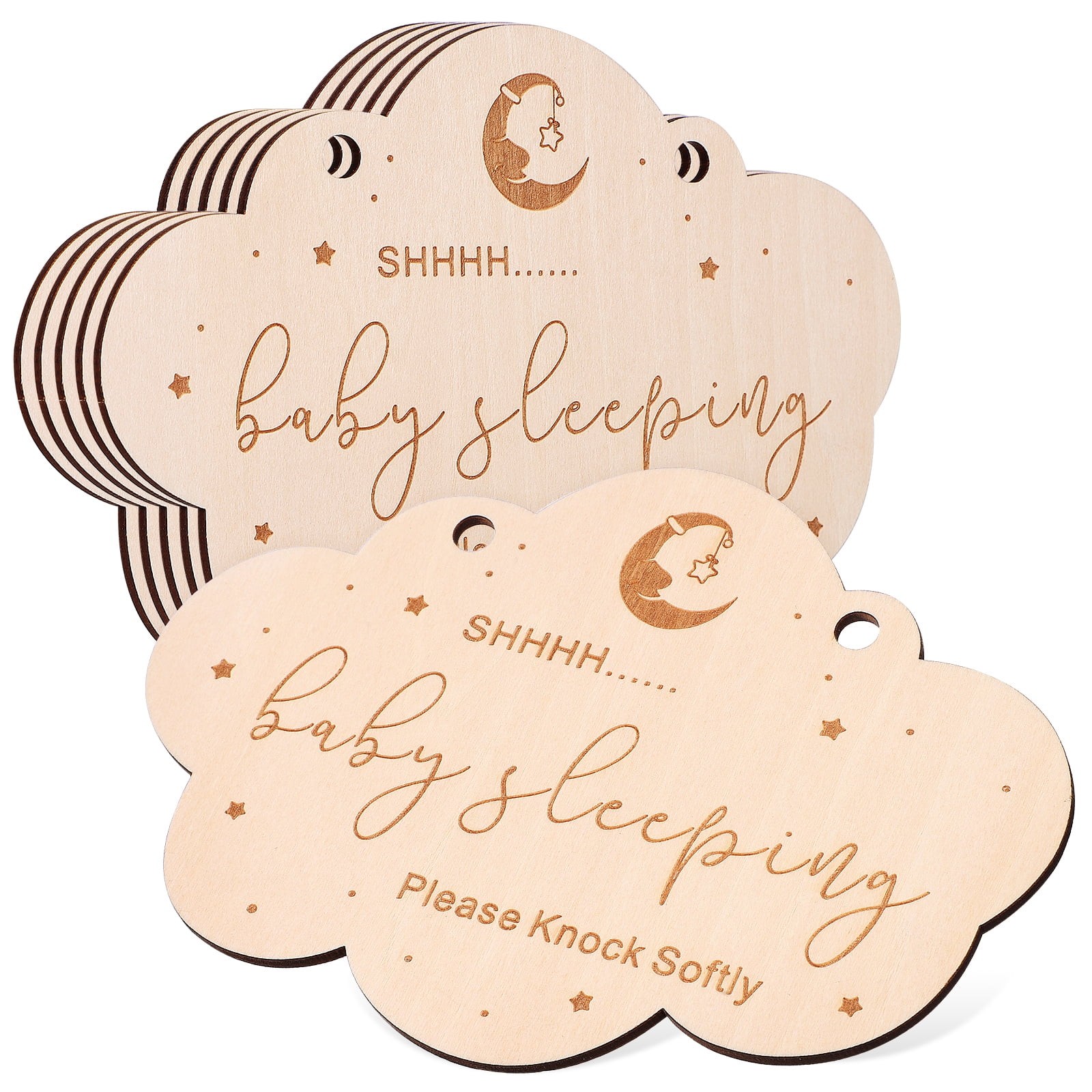 Wooden Door Sign Pack of 6 Clear Message Beige Cloud Design for Door ...