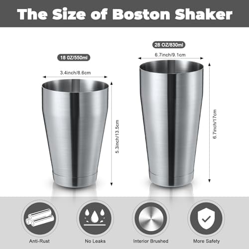 6 Pcs Cocktail Shakers Professional Bar Shaker Boston Set Stainless ...