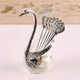 6 Pcs Coffee Spoon Set, Stainless Steel Dessert Spoons With Swan Rack ...