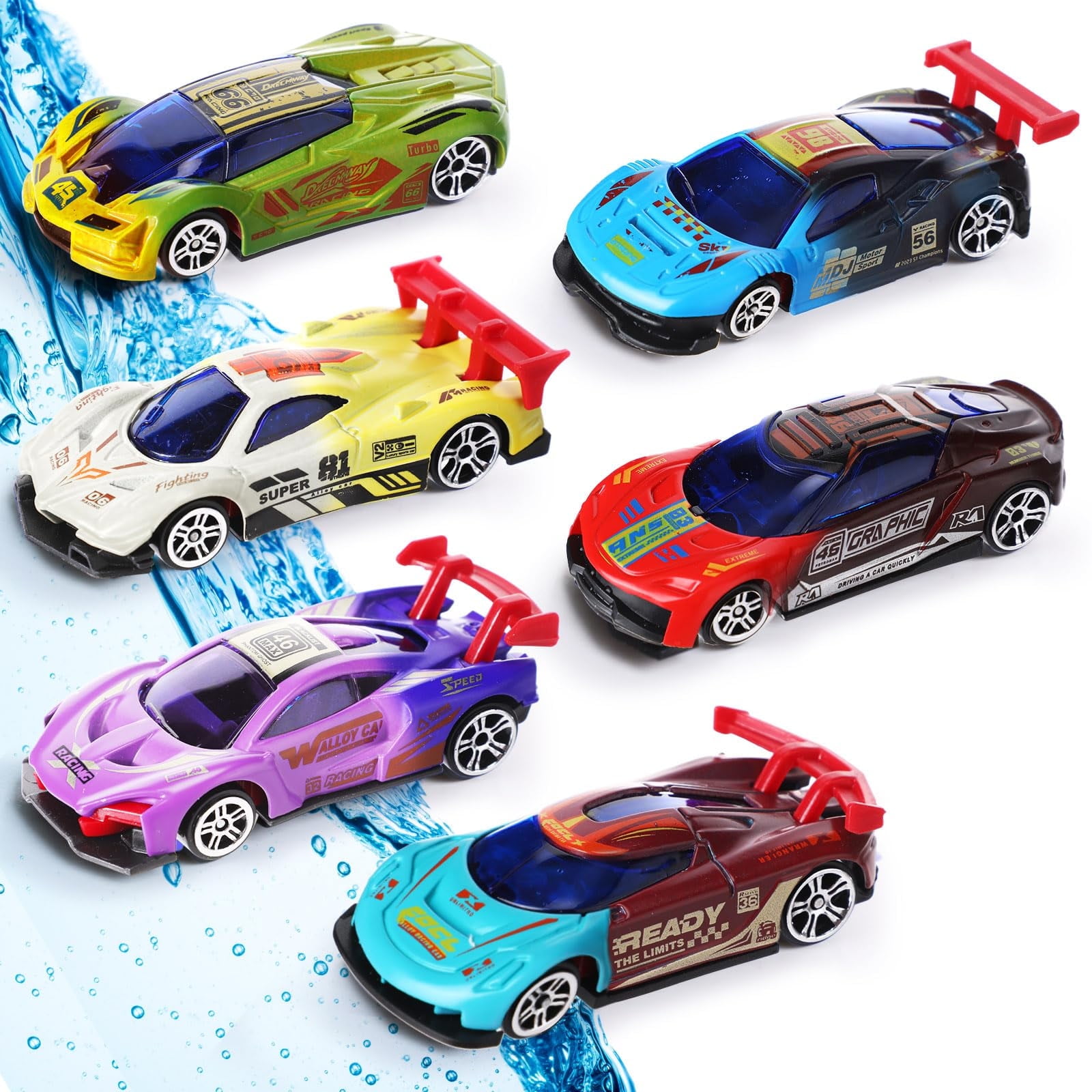 6 Pcs Color Change Cars Toy Vehicles in Water Color Changing Bath Toys ...