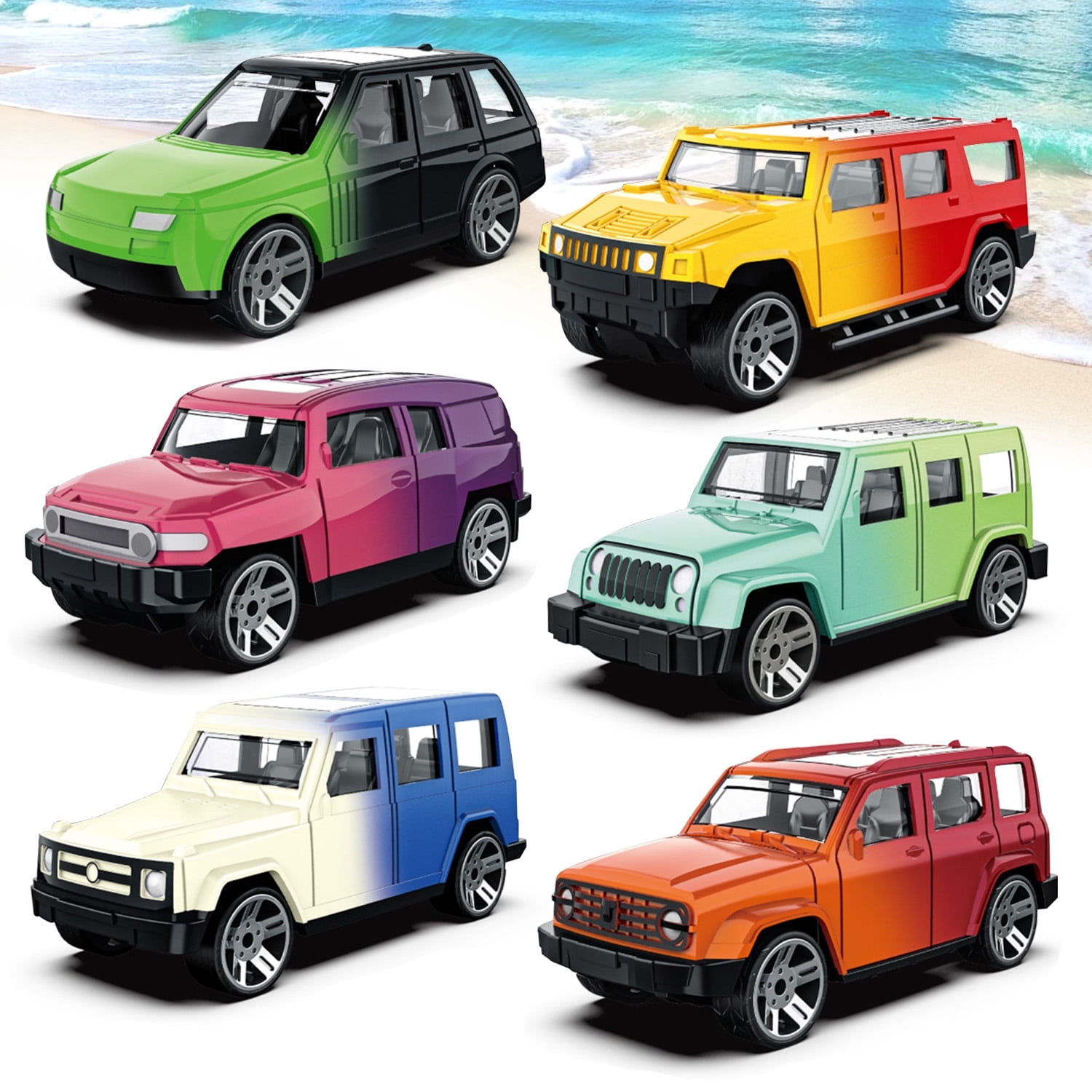 6 Pcs Color Changing Cars, Die-Cast Vehicles Color Change Bath Toys in ...