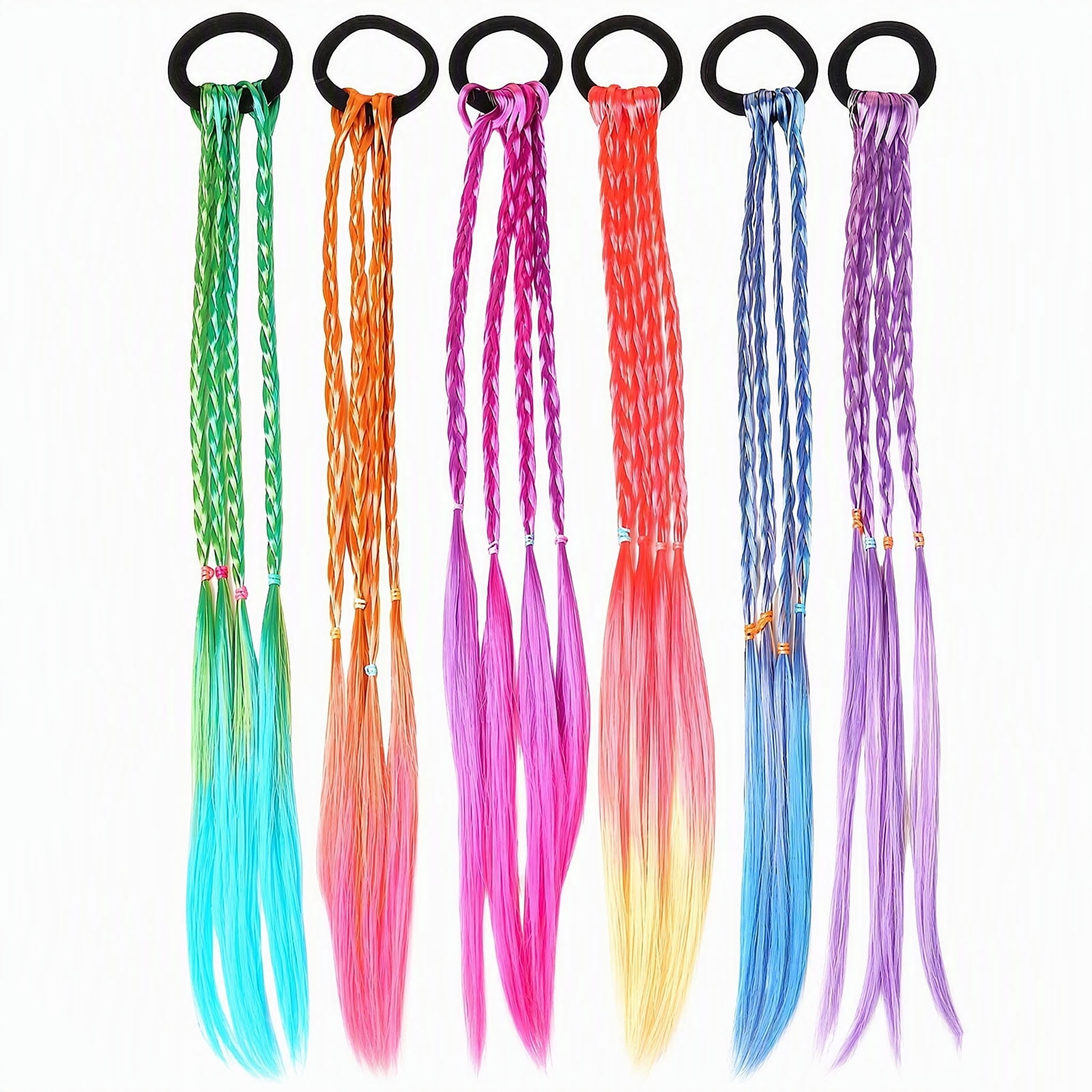 6 Pcs Colored Hair Extensions, Ponytail Hair Accessories,Gradient ...