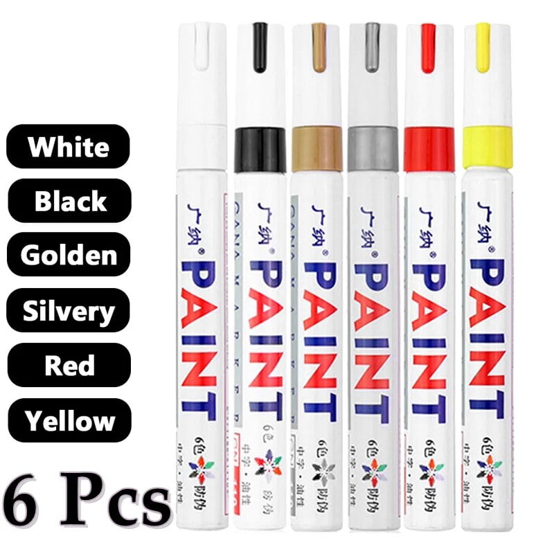 6 Pcs Colorful Permanent Paint Marker Waterproof White Markers Tire ...