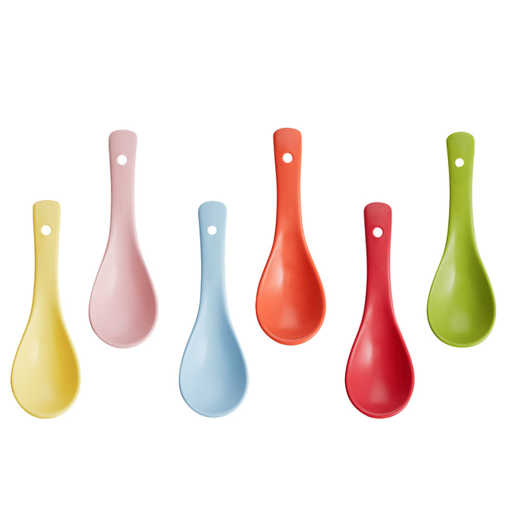 BEADCEST Ceramic Tableware Spoons Assorted Color Picnic 6Pcs 5.5x1.8x0 ...