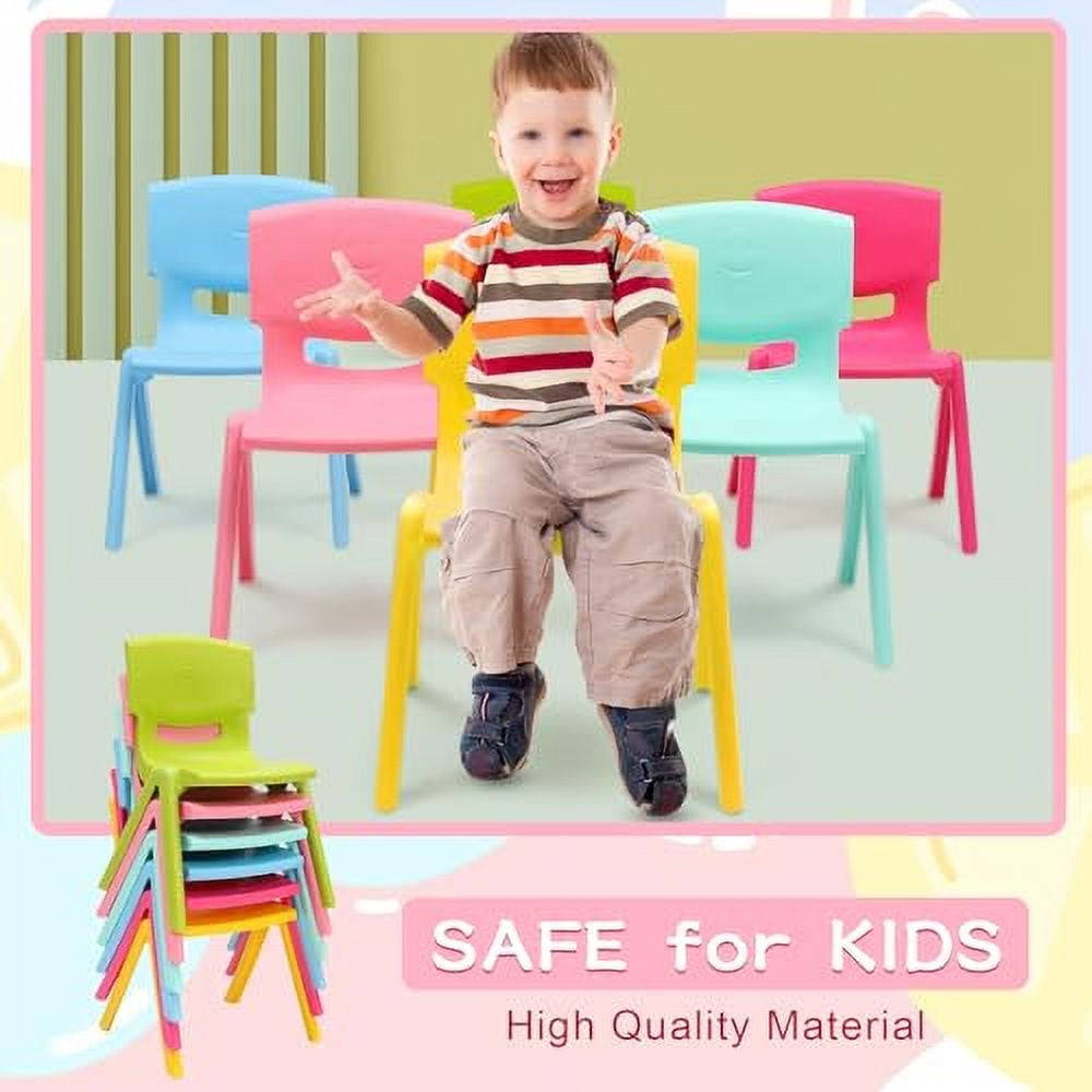 6 Pcs Colorful Stackable School Chairs with 11inch Seat Height Colorful ...