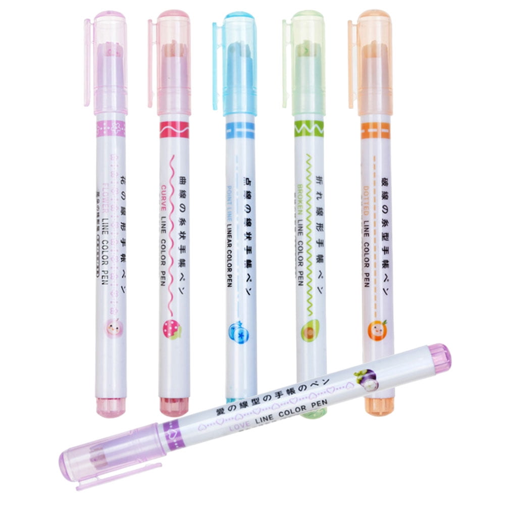 6 Pcs Coloring Pens Markers Roller Highlighter Highlighters Art Needle ...