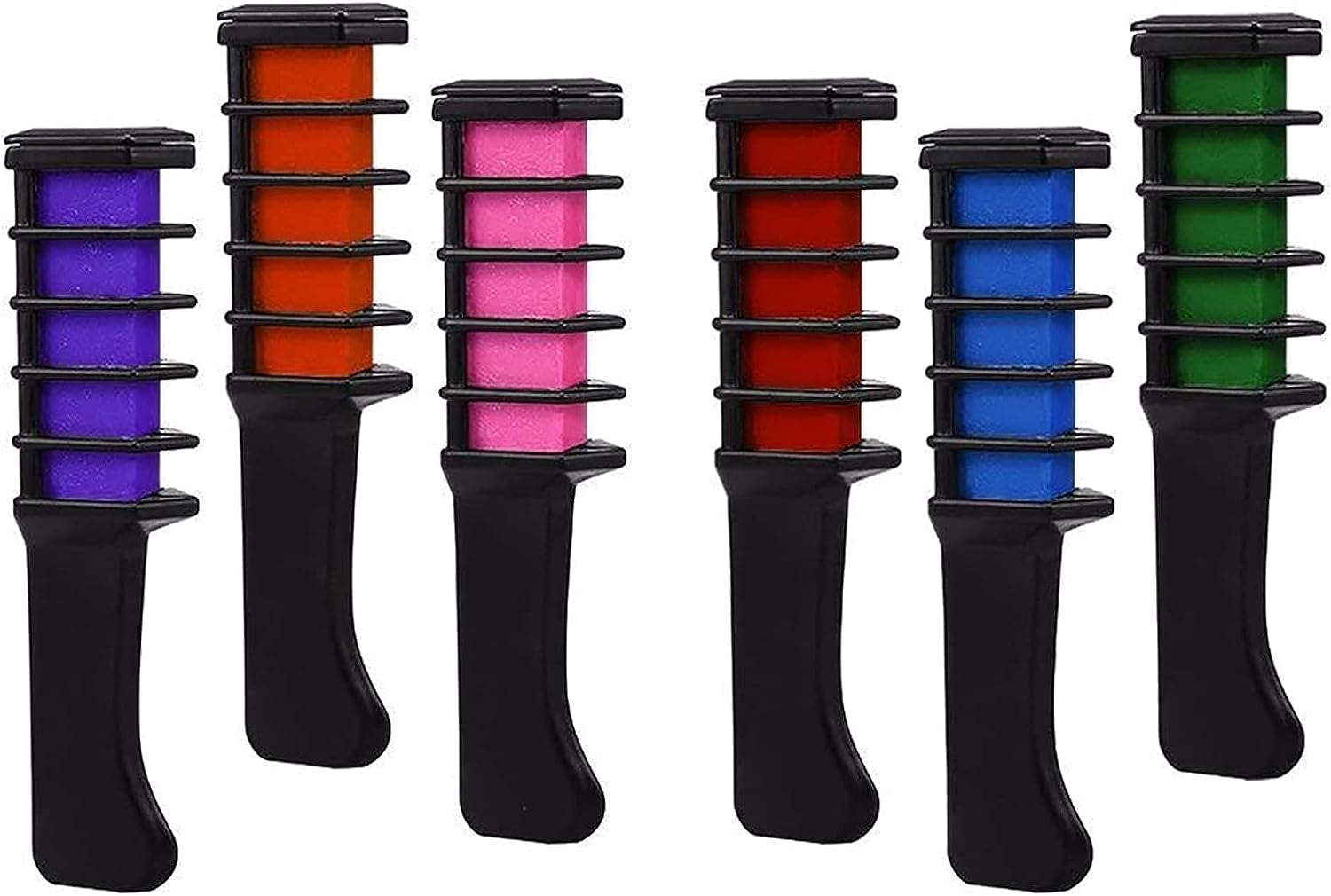 6 Pcs Colourful Hair Chalk Combs Temporary Instant Washable Dye Rainbow ...