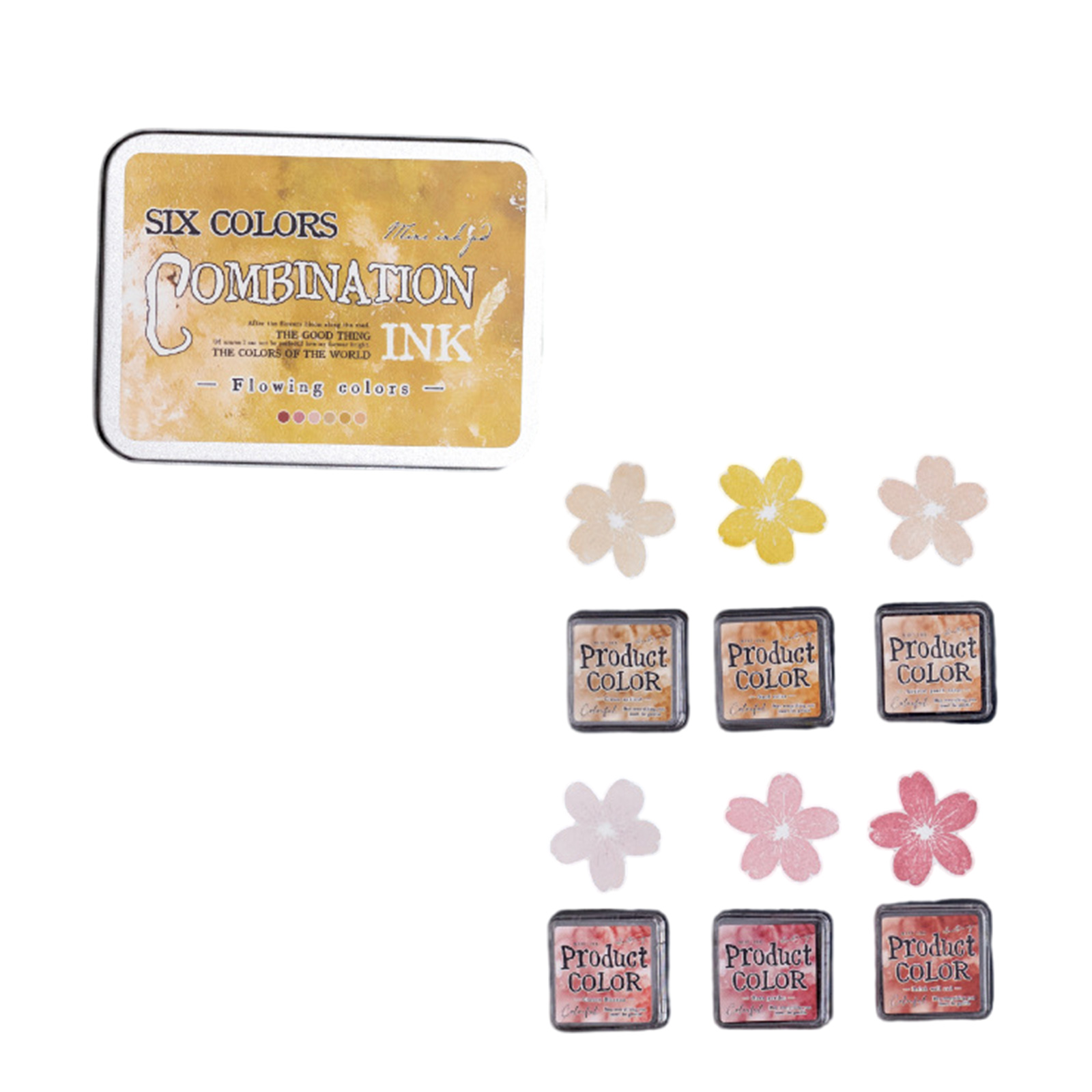 6 Pcs Combination Inkpad Flowing Colors Series Inks Pad Set Stamp Pad ...