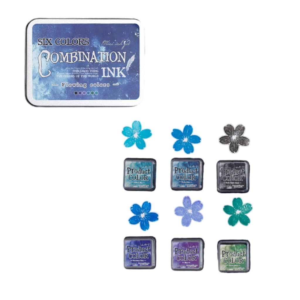 6 Pcs Combination Inkpad Stamp Pad Flowing Colors Series Ink Pad Set ...
