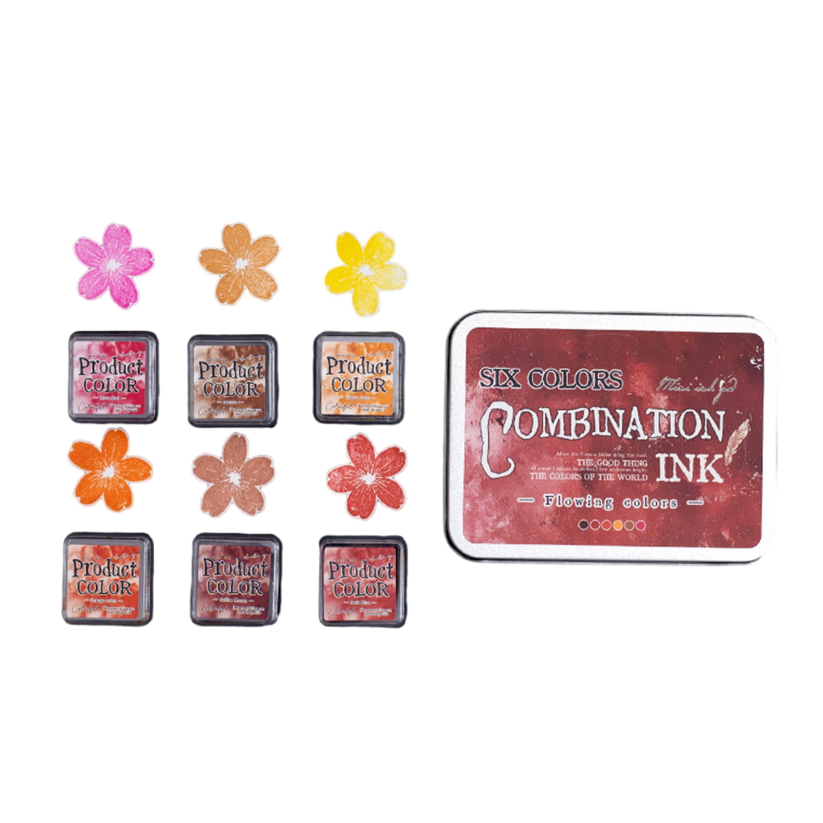 6 Pcs Combination Inkpad Stamp Pad Flowing Colors Series Inks Pad Set ...