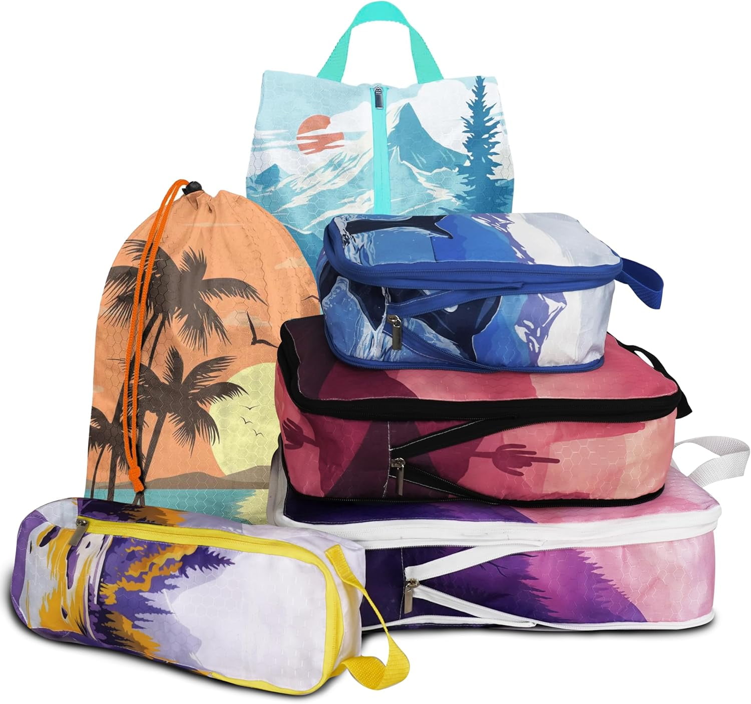 6 Pcs Compression Packing Cubes for Travel Suitcases, Waterproof ...