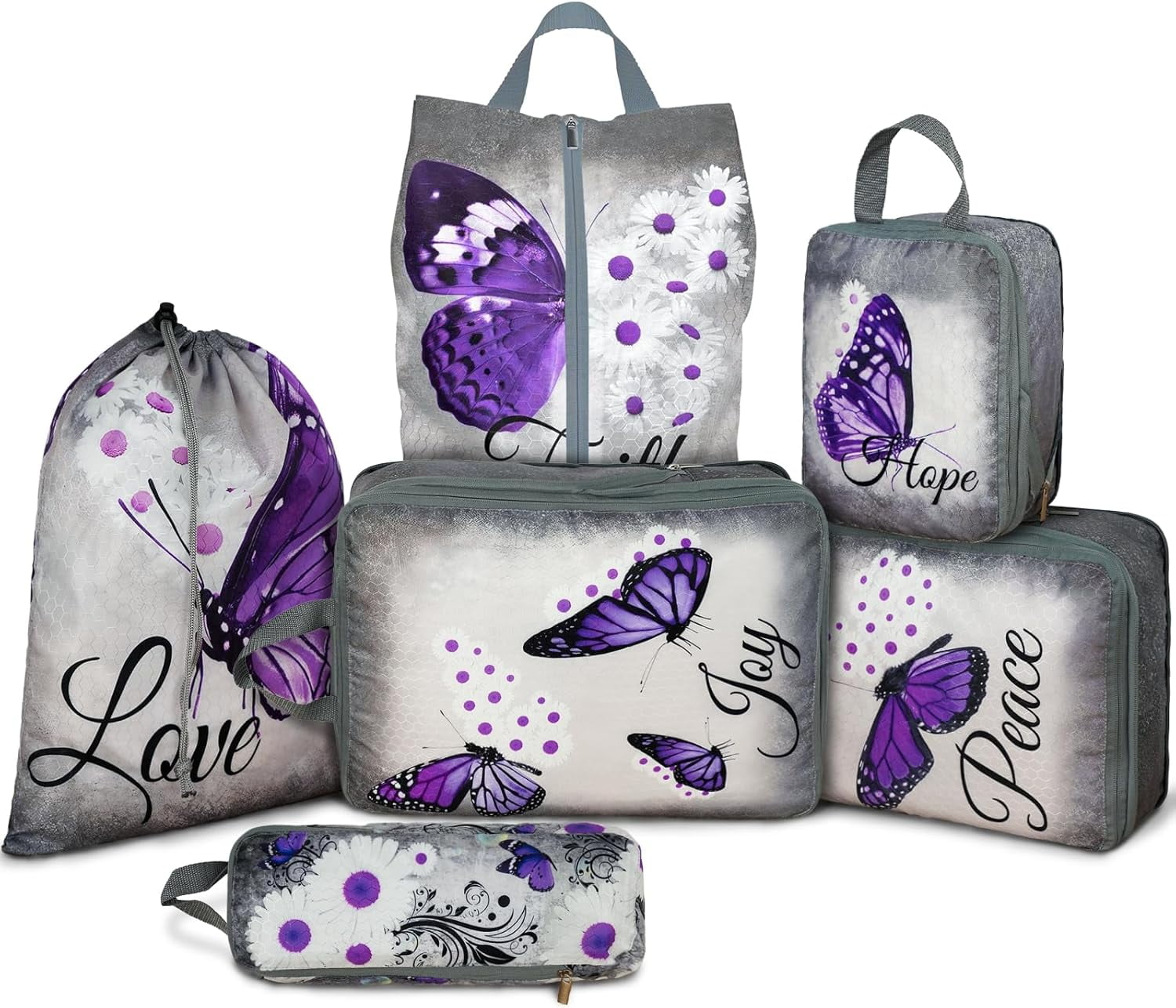 6 Pcs Compression Packing Cubes Waterproof Suitcase Travel Bag Luggage ...
