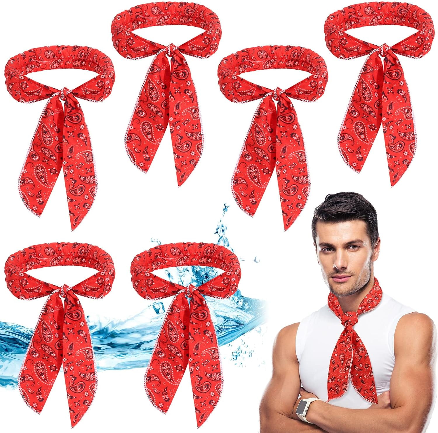 6 Pcs Cooling Neck Wraps Neck Cooler Cooling Scarf Neck Cooling Bandana ...