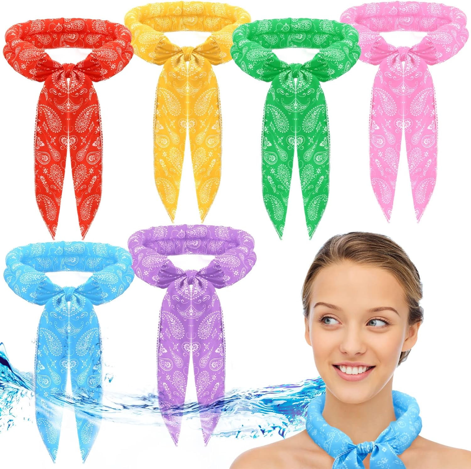 6 Pcs Cooling Neck Wraps Neck Cooler Scarf Cooling Bandana for Women ...