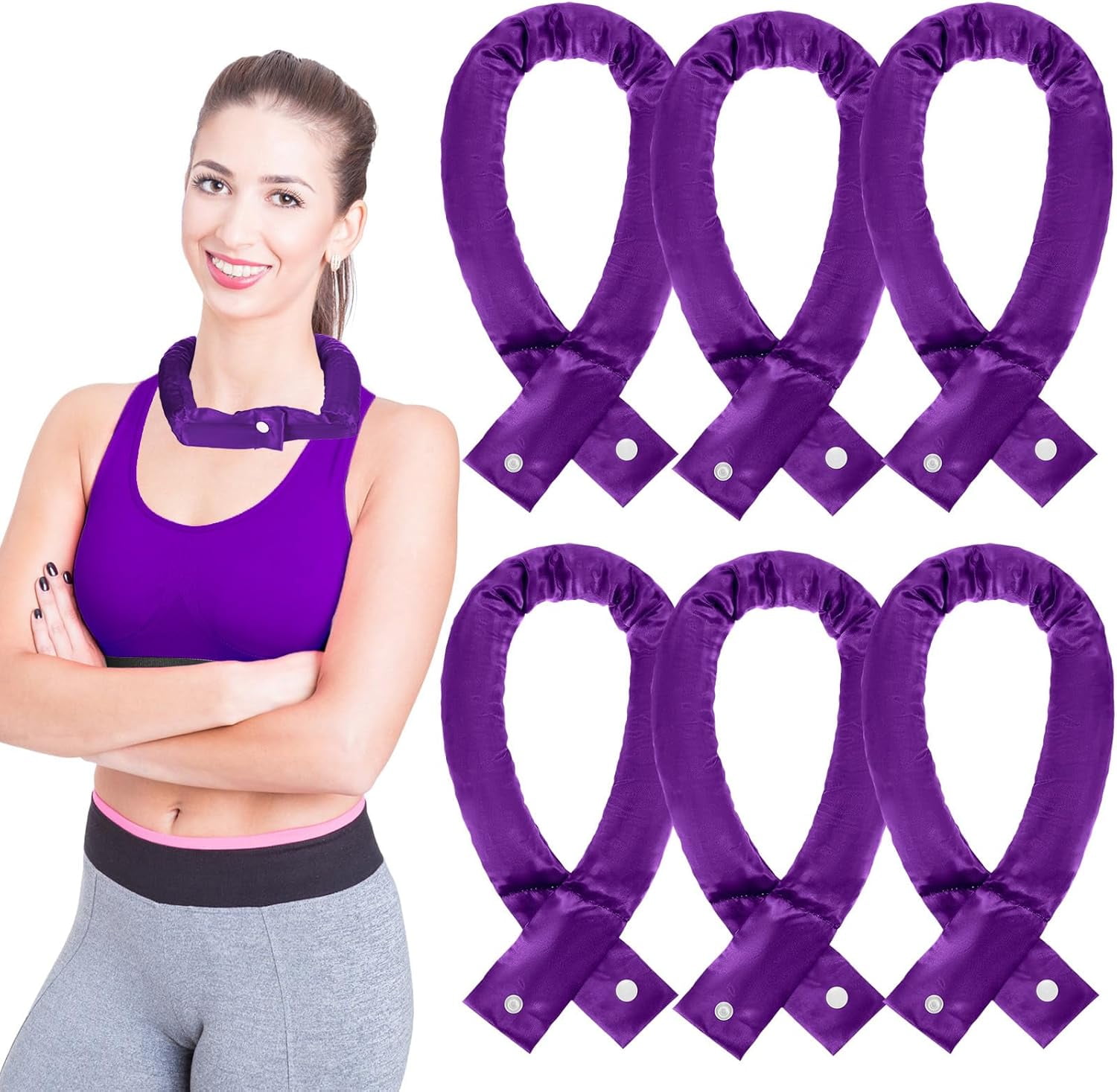 6 Pcs Cooling Neck Wraps with Button Cooling Bandana Neck Cooler Scarf ...