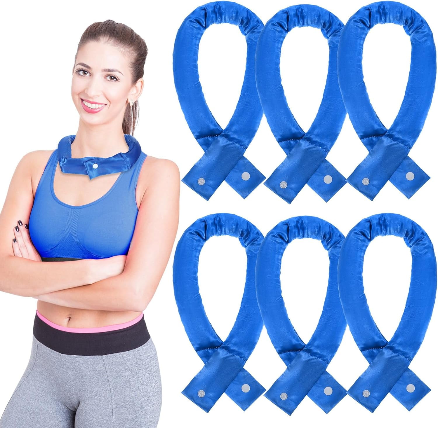 6 Pcs Cooling Neck Wraps with Button Cooling Bandana Neck Cooler Scarf ...