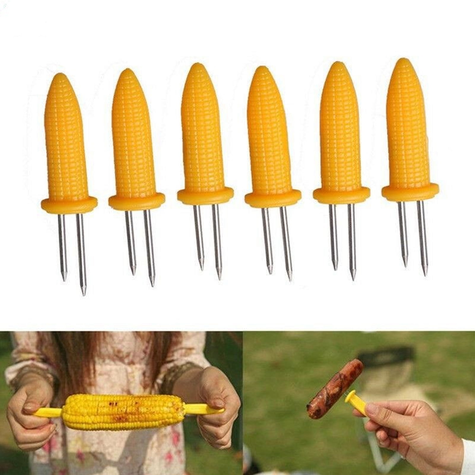 6 Pcs Corn Cob Holders Stainless Steel Corn BBQ Forks Rust-Proof Corn ...