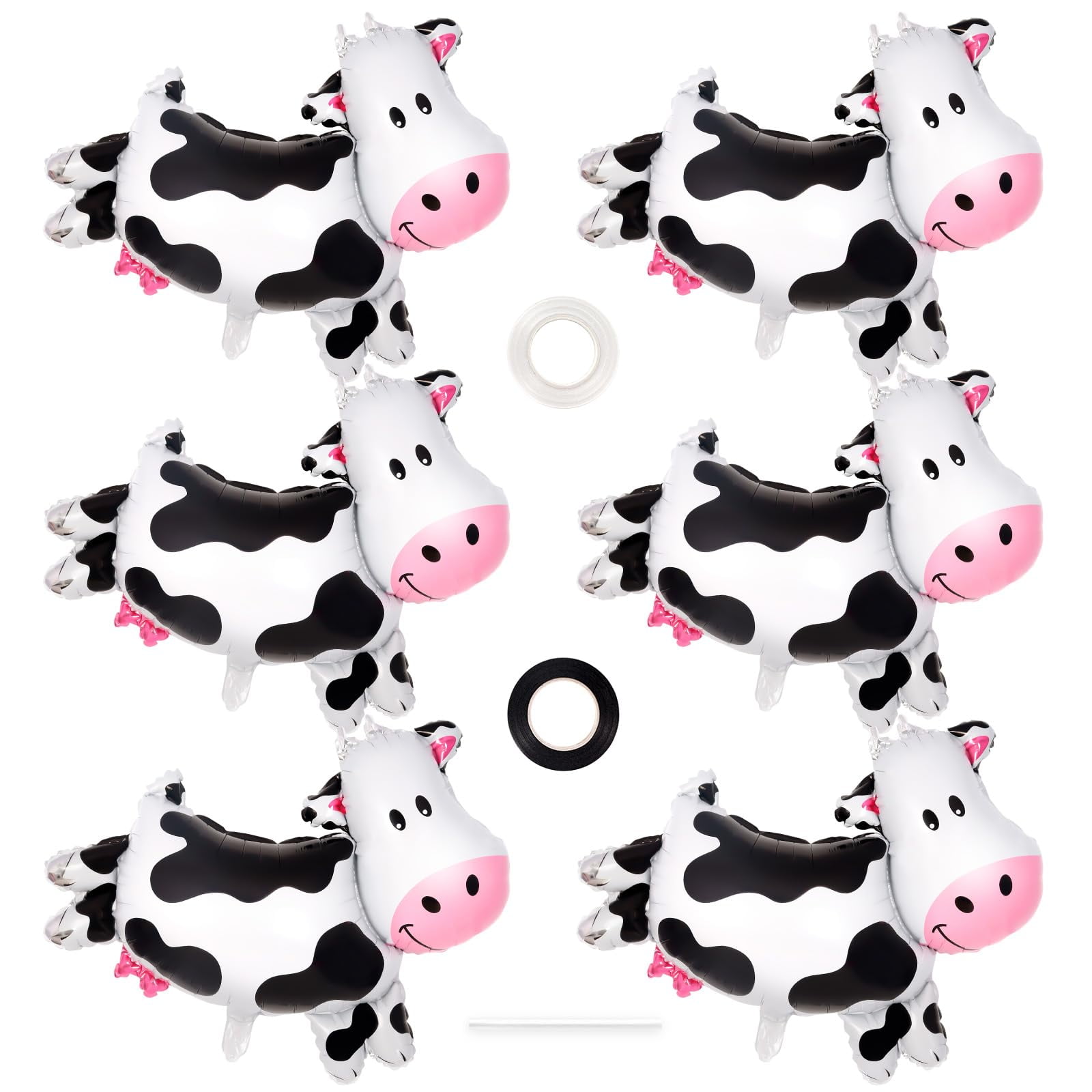 6 Pcs Cow Balloons,Cow Shape Mylar Foil Balloon,Cow Print Balloons Farm ...