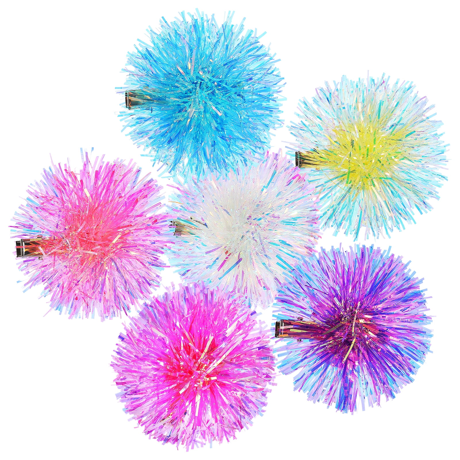 6 Pcs Crazy Hair Day Accessories for Girls Fuzzy Clips Foil Strips ...