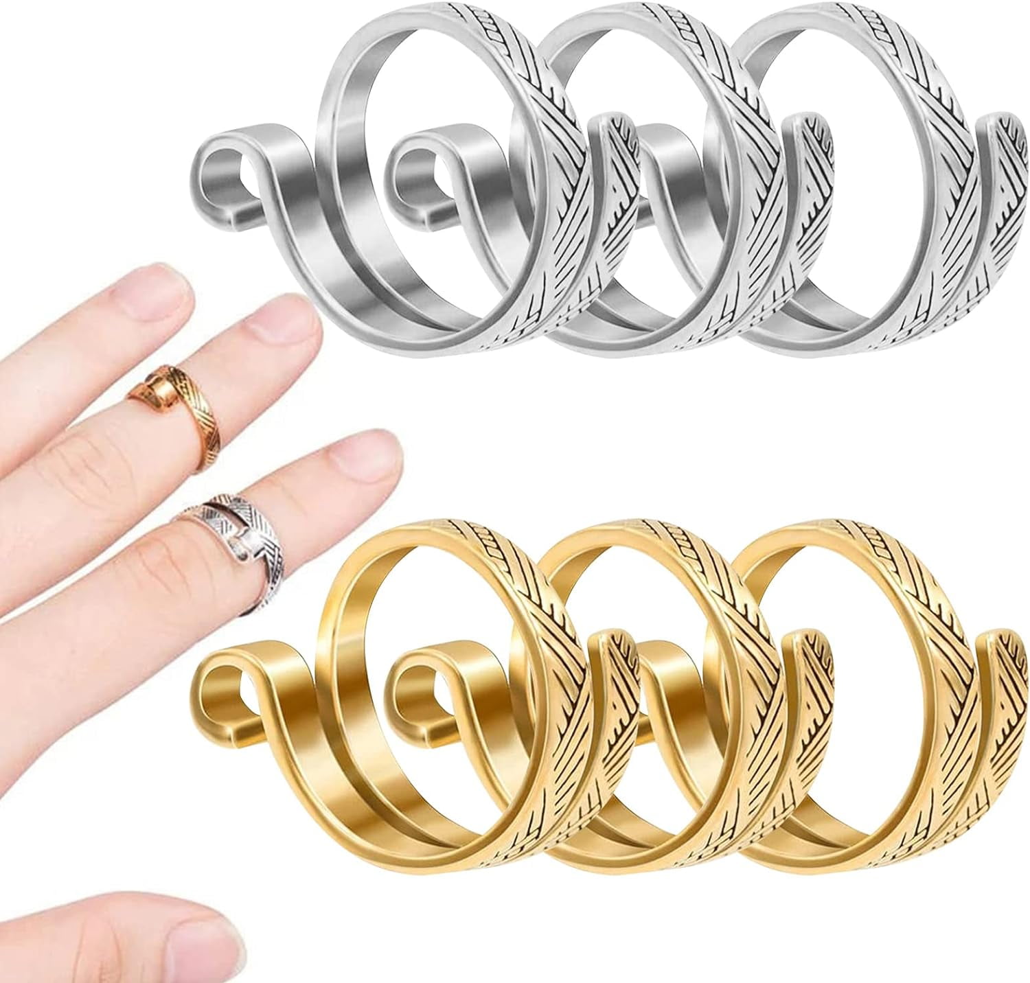 6 Pcs Crochet Ring,Yarn Tension Ring for Crochet,Metal Open Yarn Guide ...