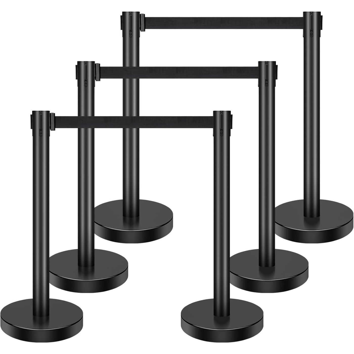 6 Pcs Crowd Control Stanchion Set ,with Retractable Belts, Carbon Steel ...