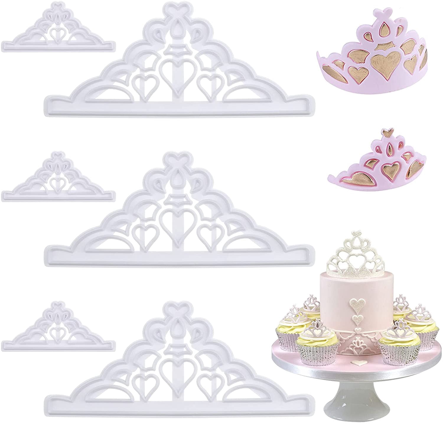 6 Pcs Crown Cookie Cutters Set Tiara Fondant Cutter Crown and Princess ...
