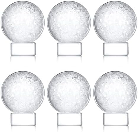 6 Pcs Crystal Glass Golf Ball Trophy with Display Stand Base for Sports ...
