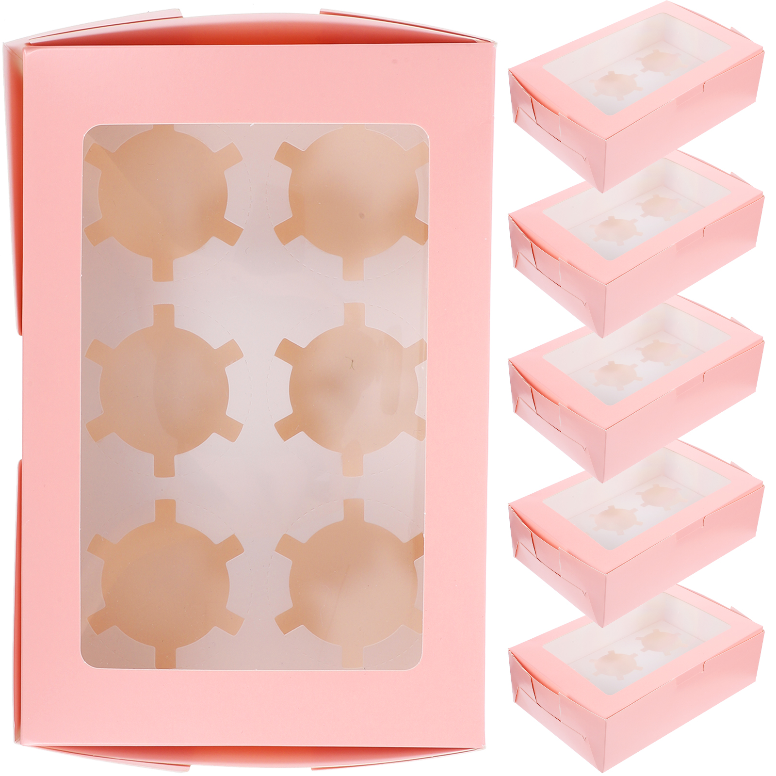 Pink Portable Cookie Boxes for Bakery Storage Use Sturdy Paper Material ...