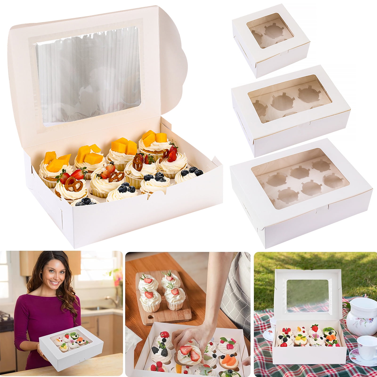6 Pcs Cupcake Boxes Cupcake Containers Food Grade Material with Window ...
