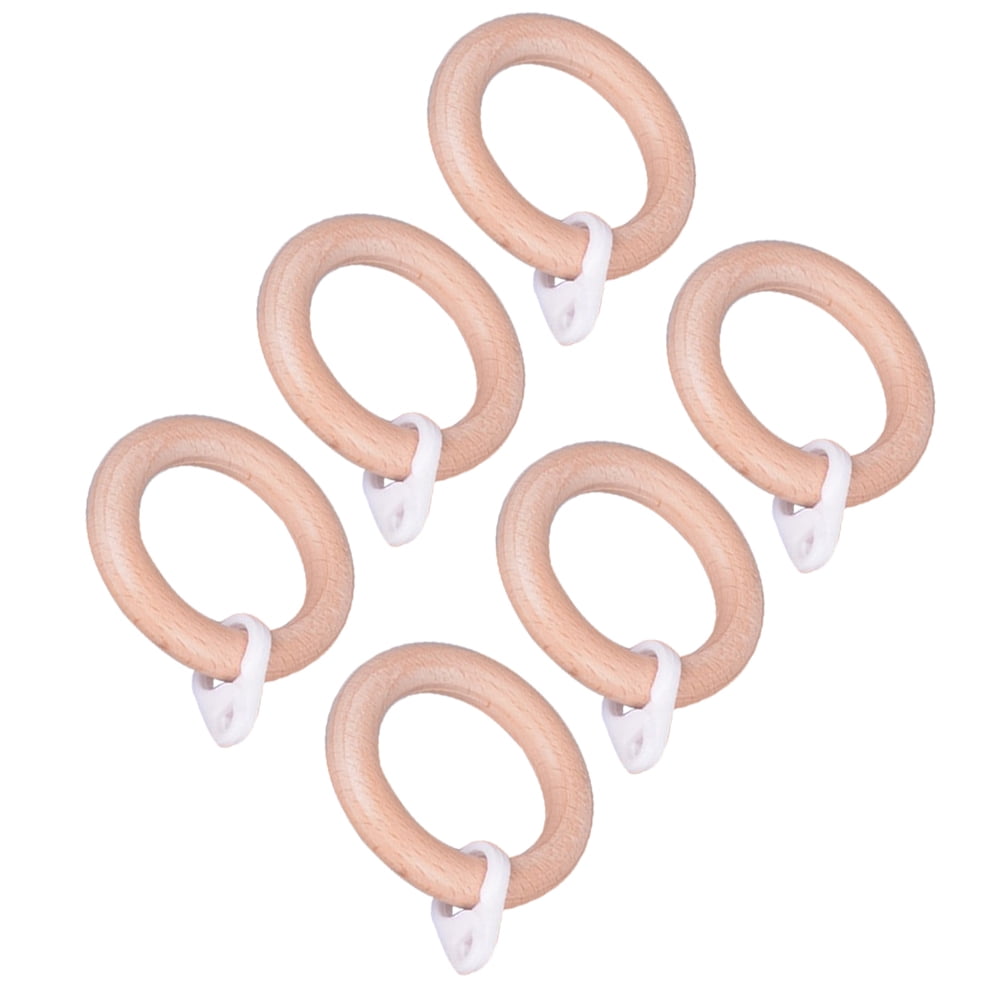 6 Pcs Curtain Ring Rings Home Decor Circular Rod Shower Circle Wood ...