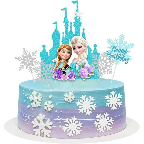 6 Pcs Cute AnimeFrozen-Birthday Cake Toppers, Snow Theme Princess Cake ...