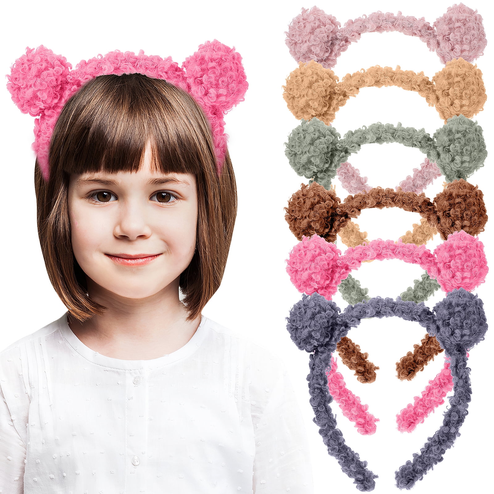 6 Pcs Cute Bear Ears Headband Decorative Headbands Velvet for Women ...