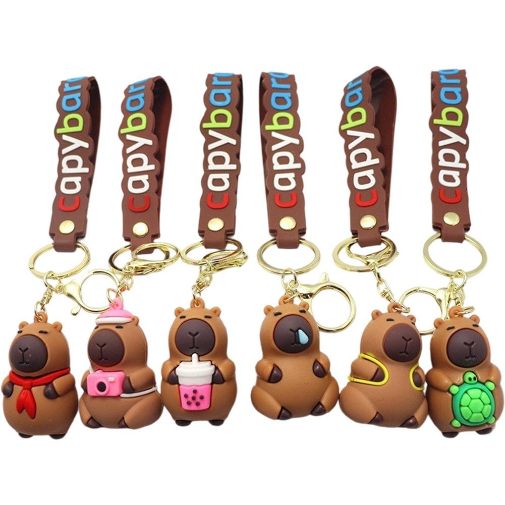 6 Pcs Cute Capybara Keychain Cartoon Capybara Key Fob Bag Pendant Lovely Capybara Keyring Key ...