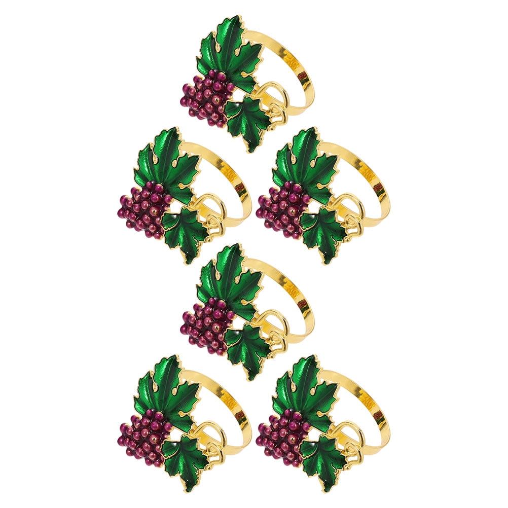 OUNONA Purple Grape Napkin Rings Set of 6 Zinc Alloy for Dinner Table ...