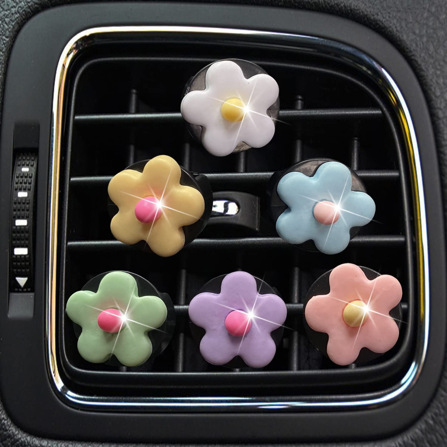 6 Pcs Daisy Air Vent Clips, Cute Flower Car Air Fresheners Vents Clips Car Diffuser Vent Clip ...