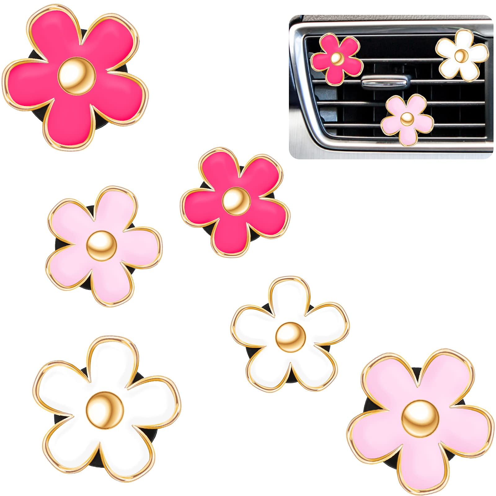 6 Pcs Daisy Flower Air Vent Clip Accessories Air Conditioning Outlet ...