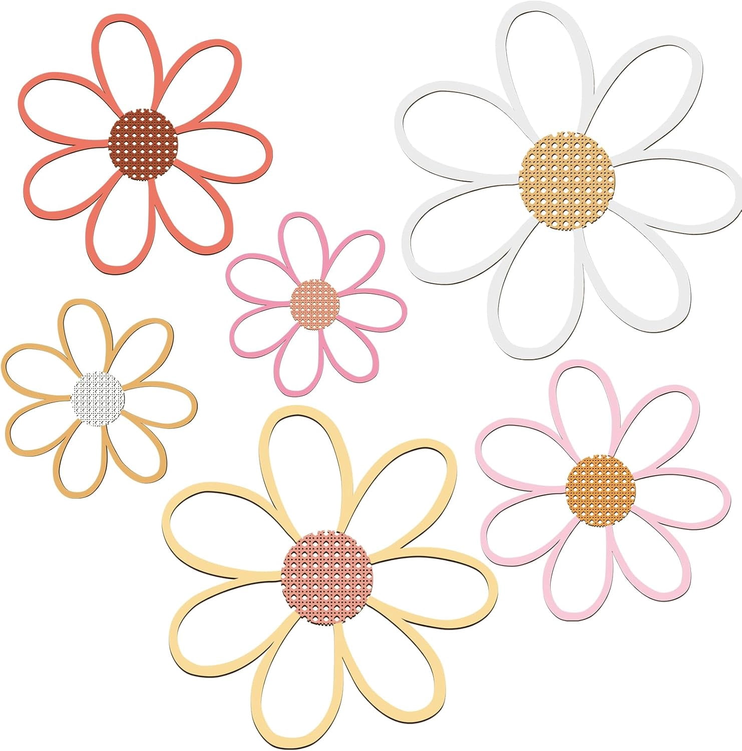 6 Pcs Daisy Wall Decor Wooden Daisy Wall Art Flowers Signs Hanging ...