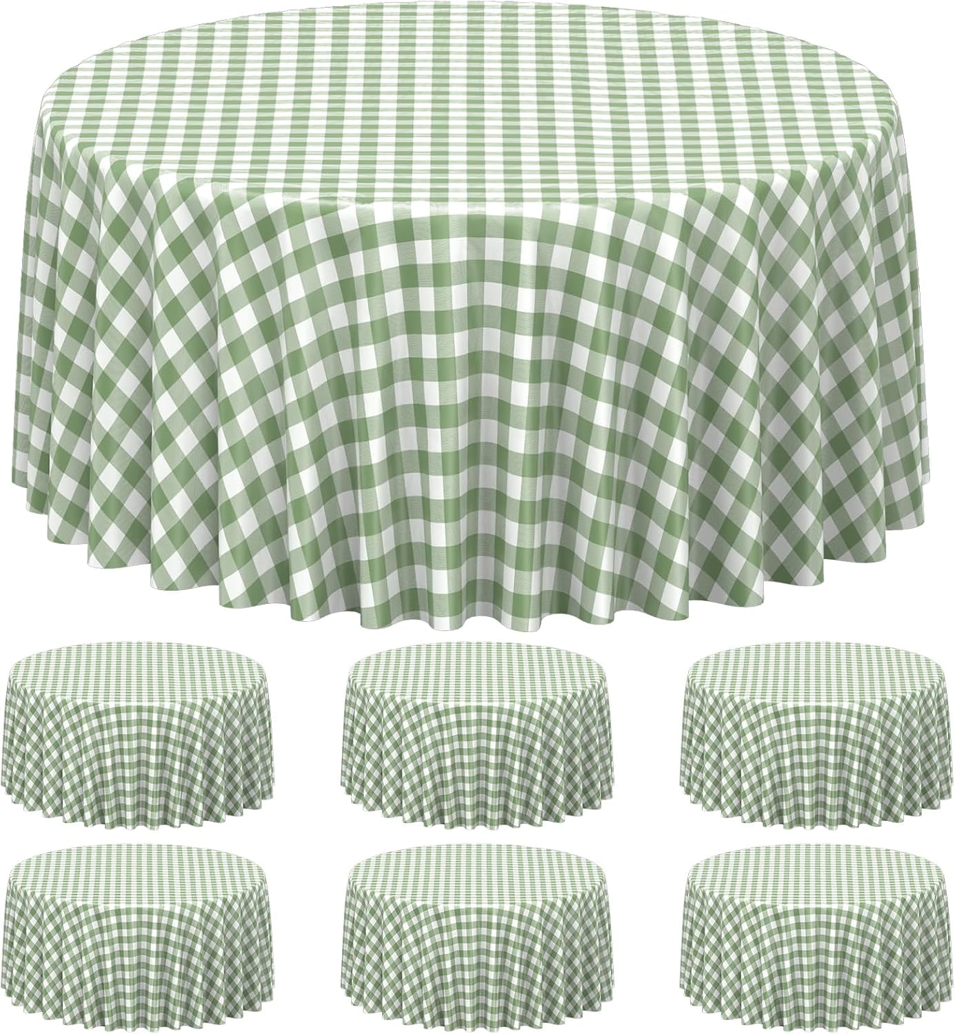 6 Pcs Dark Green Gingham Tablecloth Decorations, Disposable Plastic ...