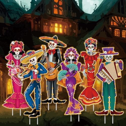 6 Pcs Day of The Dead Yard Decorations Outdoor Dia De Los Muertos ...
