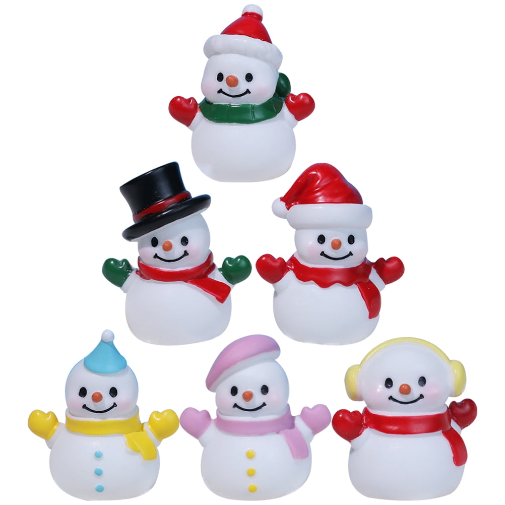 6 Pcs Decor Resin Crafts Lovely Mini Figure Snowman Room for Bedroom ...