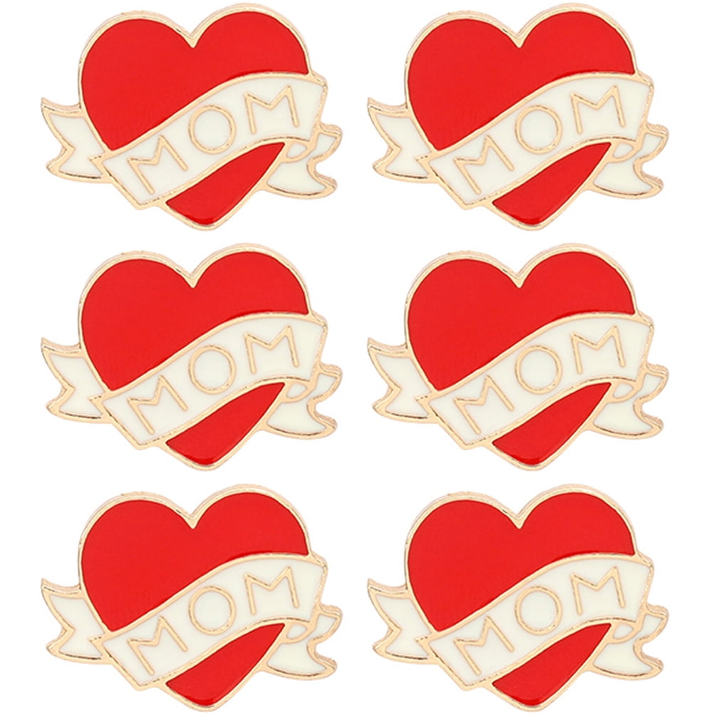6 Pcs Decor The T Accessories Ts For Mothers Day Clothing Lapel Pin Mothers Red Alloy