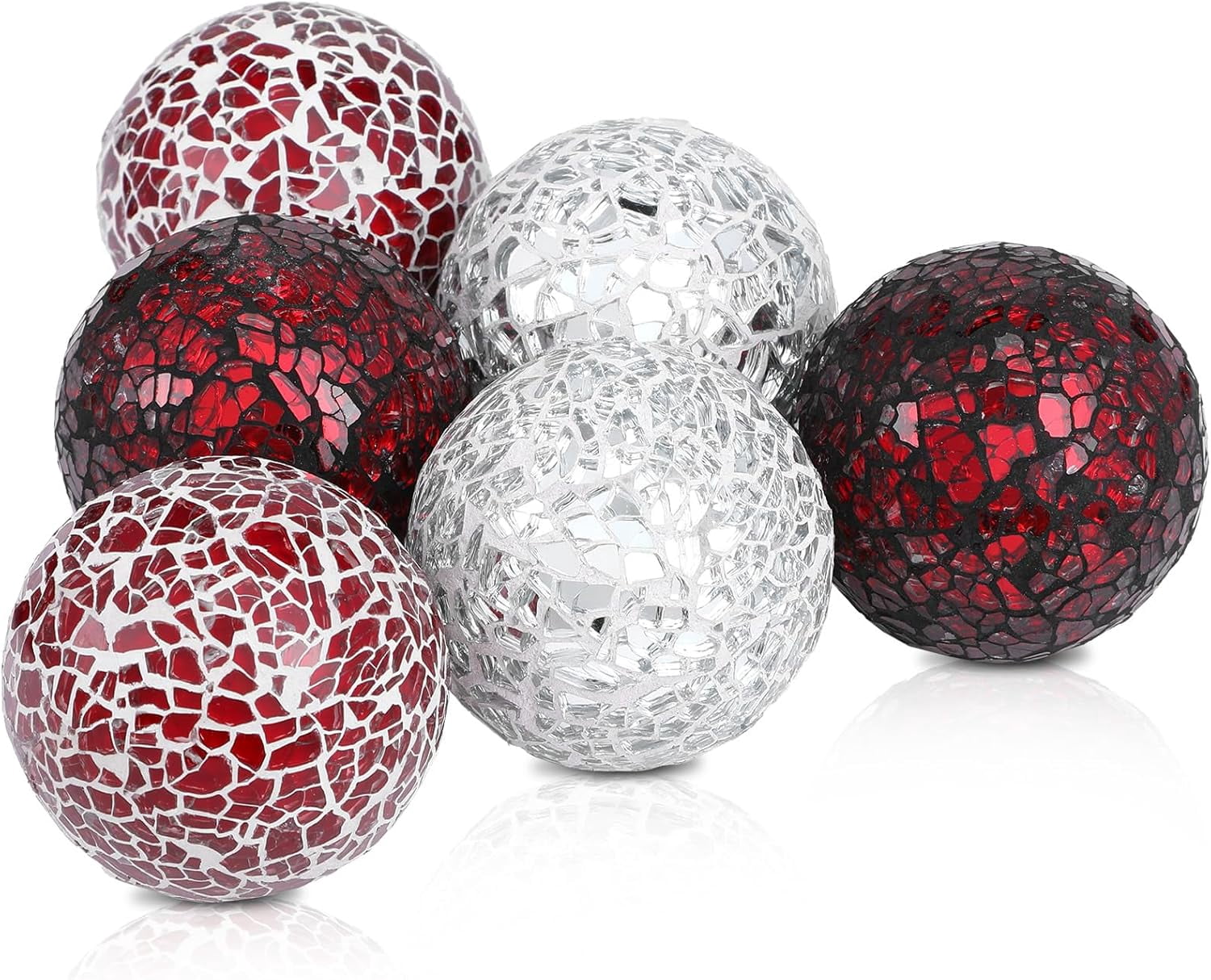 6 Pcs Decorative Glass Balls, 2.5 Inch Mosaic Orbs for Centerpieces ...