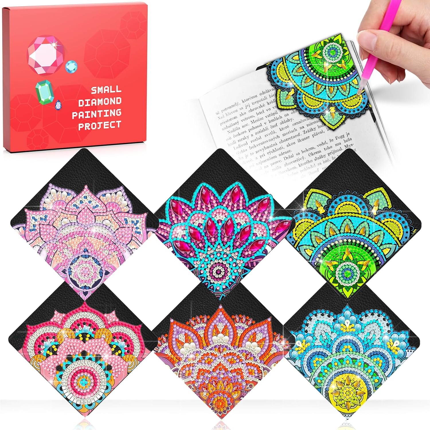 6 Pcs Diamond Art Painting Bookmarks Kit for Adult, DIY Diamond Paint ...