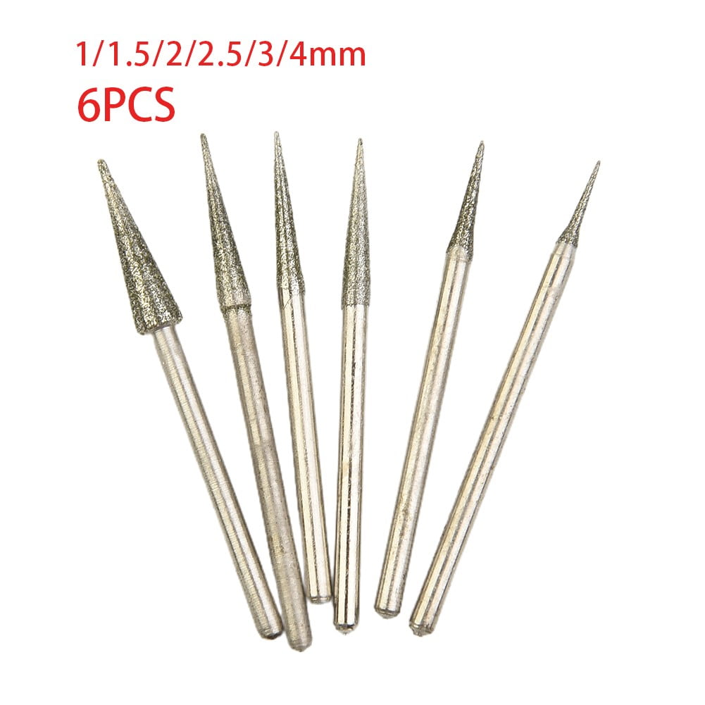 6 Pcs Diamond Coated Grinding Head Needle 1/1.5/2/2.5/3/4mm Burrs ...
