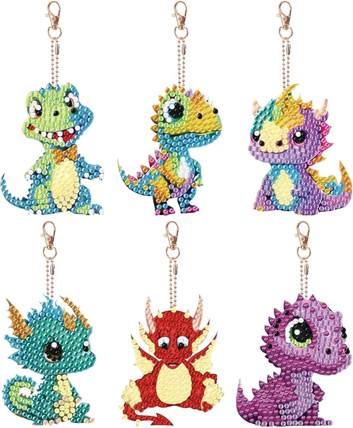 6 Pcs Diamond Painting Keychain Kits,Double Sided Diamond Art Ornament ...