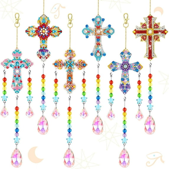 6 Pcs Diamond Painting Suncatcher Double Sided 3D Wind Chime Diamond ...